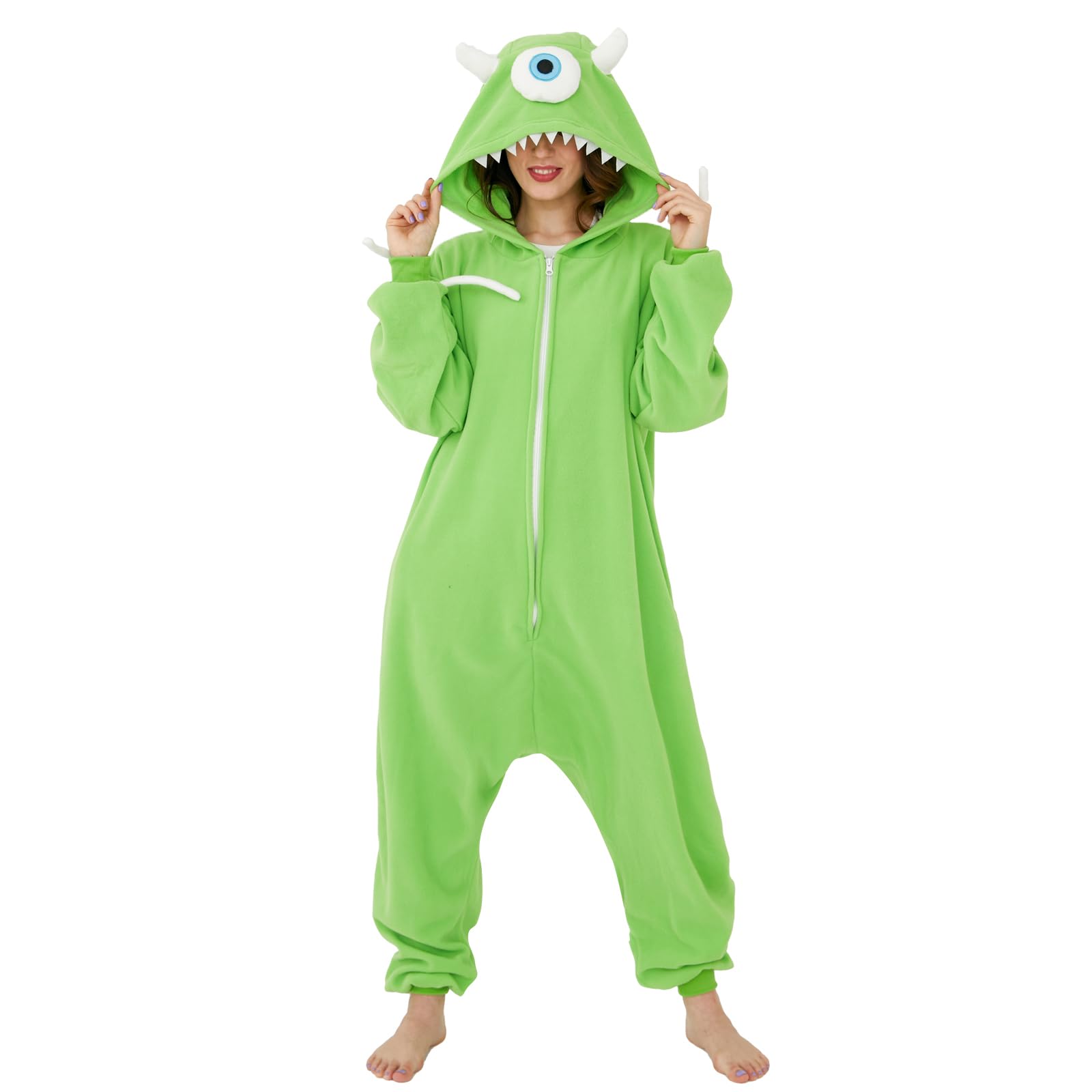 VEULENT Adult Onesie Pajamas Unisex Animal One-Piece Cartoon Costume Cosplay Homewear Sleepwear Partywear For Men Women( Mike Wazowski, Medium)