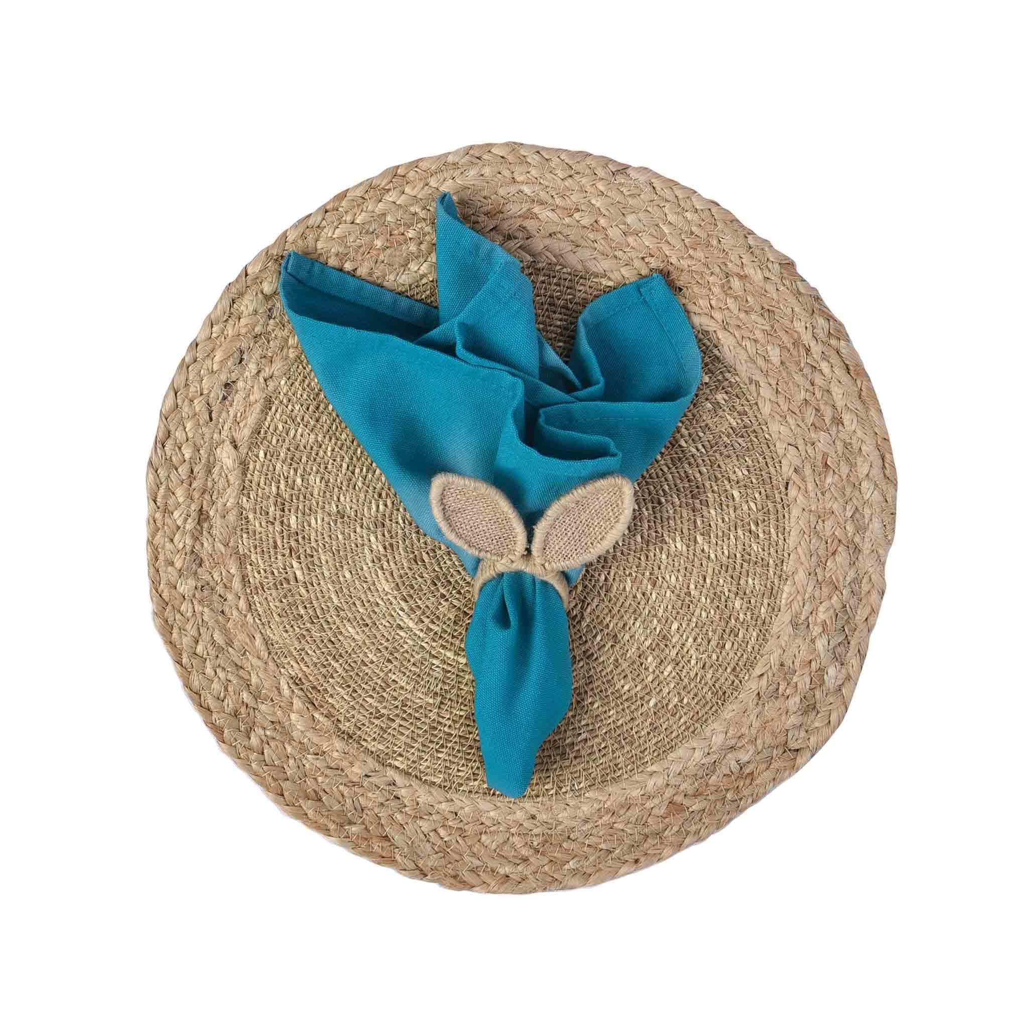 Trunkin' Set of 2, 13.5" Natural Braided Jute Placemat | Table Placemats for Easter Holiday or Spring Season | Table Mats for Party, Wedding