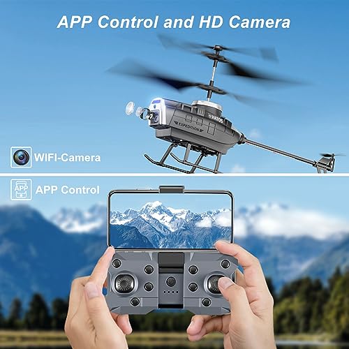 VATOS Remote Control Helicopter Obstacle Avoidance with Camera,2.4GHz 3.5CH RC Helicopter with LED Lights,Support One-Key Take Off Landing,Altitude Hold,Gyroscope,WiFi FPV Live Video for Beginners