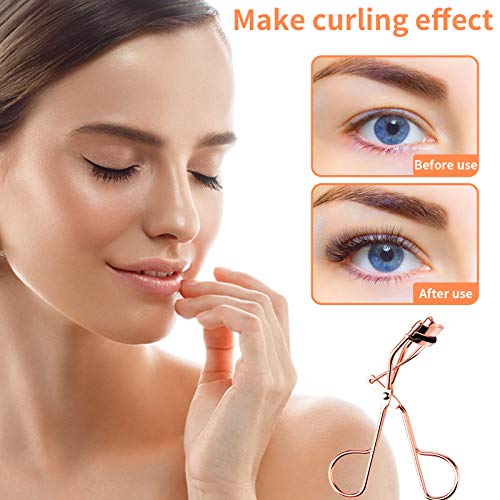 Yiwoo 5 Pieces Eyelash Applicator Tool,False Eyelashes Applicator,Eyelashes Tool,Eyelashes Curlers,Curved Eyelash Curler(Rose Gold)