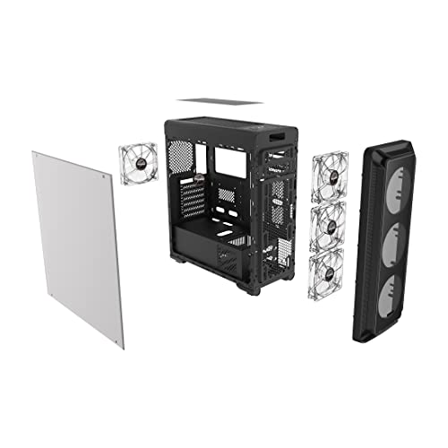 Zalman i3 Edge ATX Mid Tower Computer Case Gaming PC Case, Includes 4X 120mm White LED Fans, Acrylic Side Window, High Airflow Mesh Panel, USB 3.0,Black