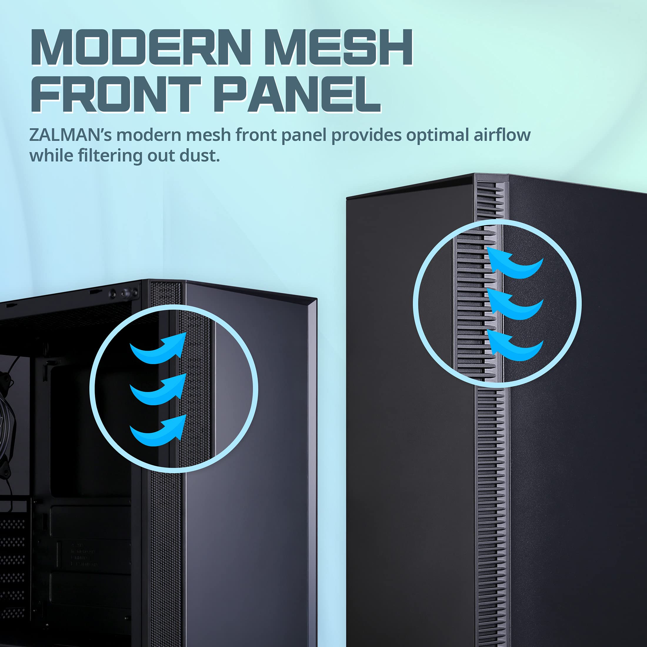 Zalman R2 ATX Mid Tower Gaming PC Computer Case, Mesh Front Panel, Tempered Glass, Top I/O Ports, Cooling System, Black,R2 Black,R2 Black
