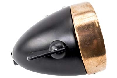 Zeda Retro Black & Copper LED Headlamp - Vintage Battery Powered Headlight for Motorized Bike