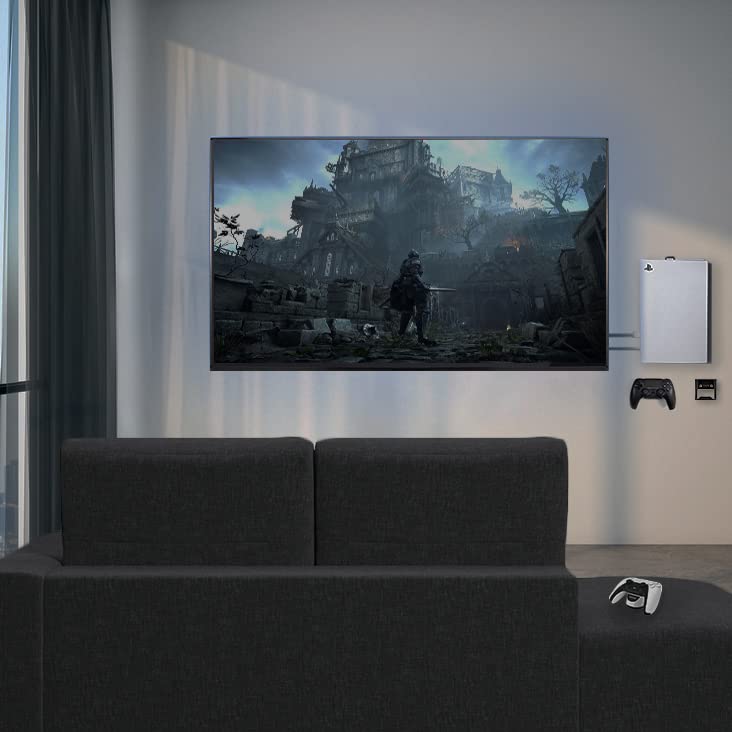 VIVO Steel Wall Mount Bracket Designed for PS5 Gaming Console, Vertical Display for PlayStation 5, Open Design, 2 Controller Mounts, Black, MOUNT-PS5B