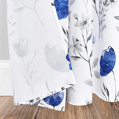 VERTKREA Curtains Flower Watercolor Window Drapes Blue Valance 52 × 18 Inches Flower and Leaves Rod Pocket Valances for Kitchen Bathroom Living Room Bedroom Nursery 1 Panel