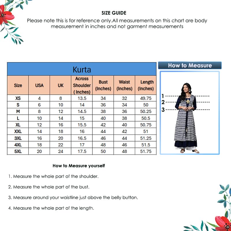 Yash Gallery Women's Rayon Geometric Print Anarkali Kurta (Blue)