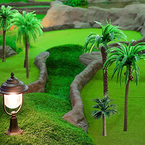 Woohome 60 PCS Model Trees Coconut Palm Model Trees, Mixed Model Trees for Model Train Railway Architecture Diorama DIY Scenery Landscape