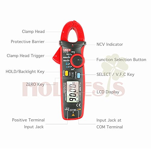 UNI-T UT211B 6000 Count True RMS 60A AC/DC 0.1mA Resolution Digital Clamp Meter Amperemeter with Resistance, Capacitance, Frequency Measurement and NCV Test