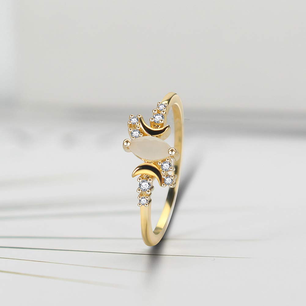 YAZILIND Statement Wedding Ring Gold Plated Half Moon Cubic Zirconia Engagement Jewelry Gift Size 9