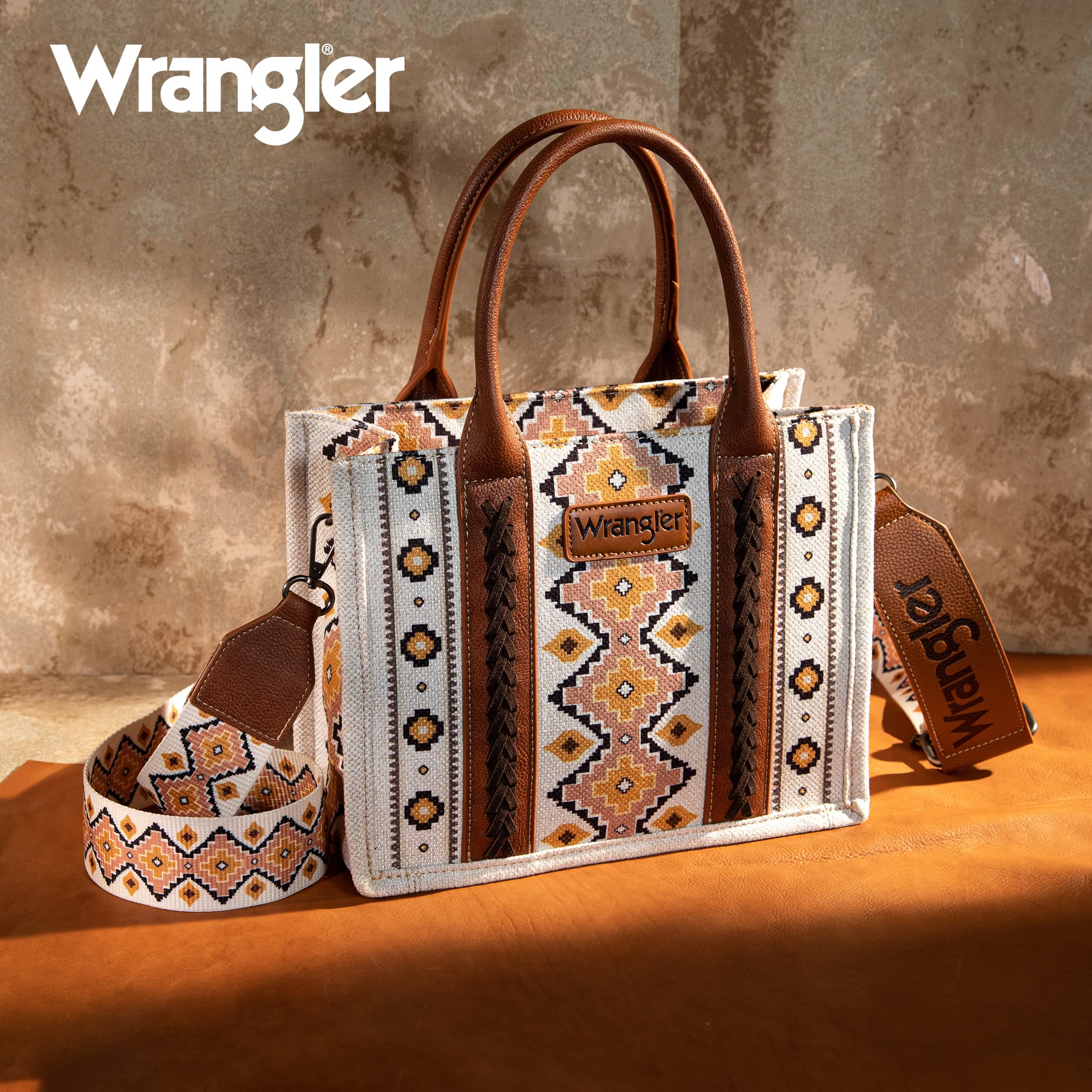 Wrangler Tote Bag for Women Purses Aztec Handbags Western Purses Boho Shoulder Bag ZSY-FBA2-WG2202-8120SBR