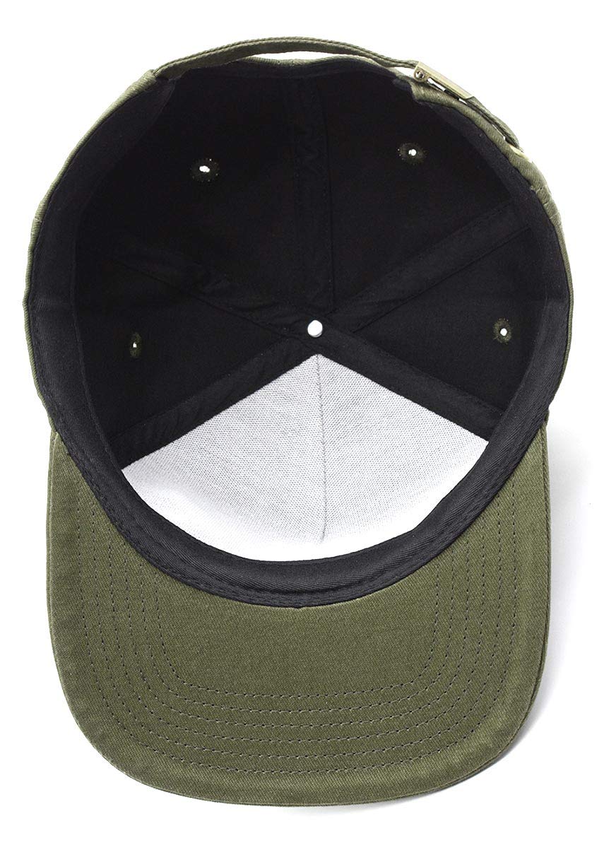 Uphily Olive Drab OD Green USA American Flag Flat Brim Bill Hat - High Profile Patriotic Snapback Baseball Cap for Men or Women