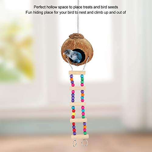 Yencoly Birds Nest, with Ladder Exquisite Coconut Husk Swing Bed, Hamster for Small Pet Bird