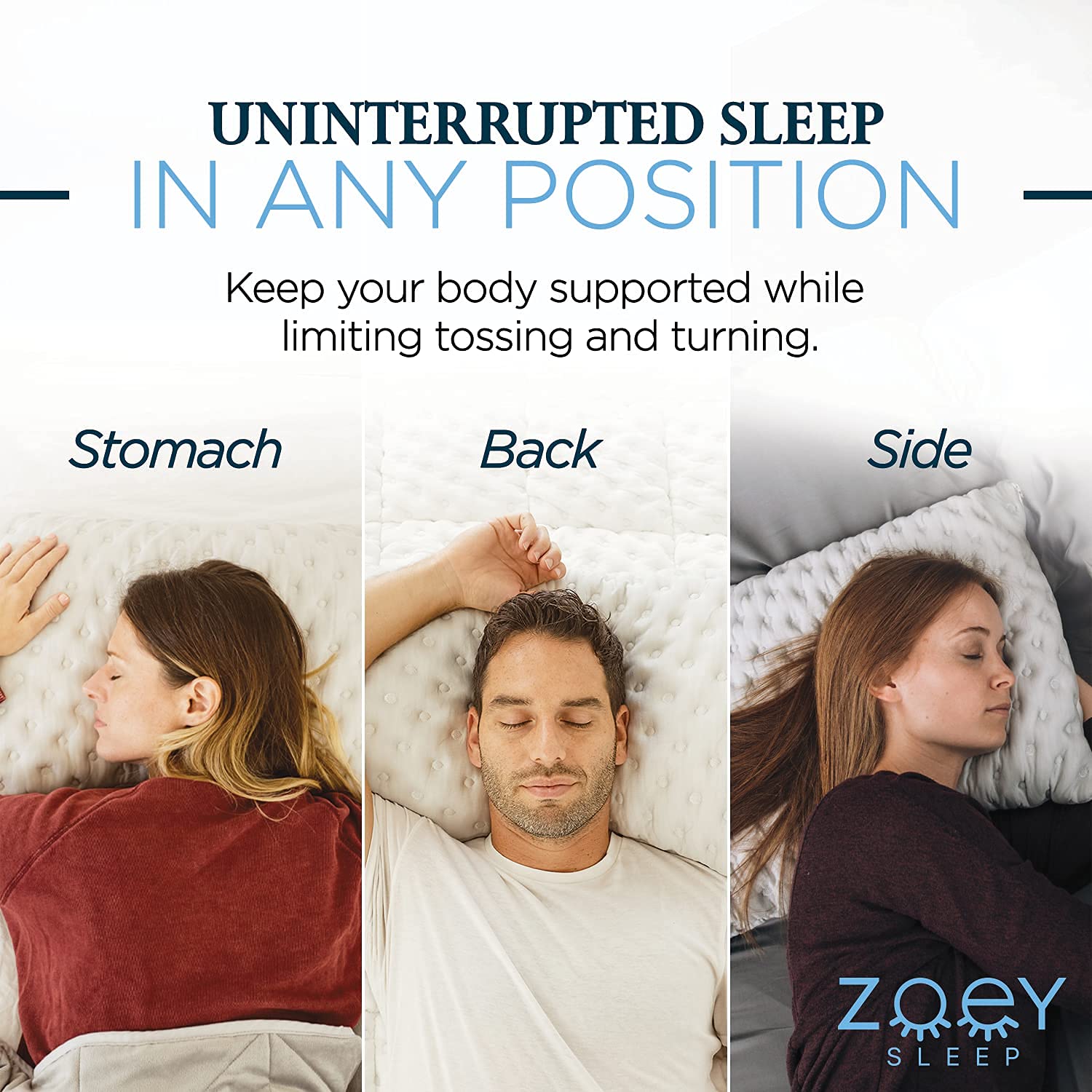 Zoey Sleep Side Sleep Pillow for Neck and Shoulder Pain Relief - Adjustable Memory Foam Bed Pillows for Sleeping - Plush Machine Washable Pillow Cover - Queen Size 19" x 29" (Queen, Grey)