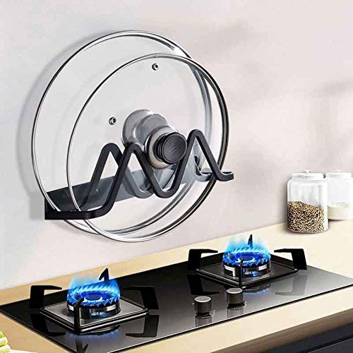 WUDILU Wall-Mounted Space Aluminum Drying Pan Pot Rack Cover Lid Rest Stand Spoon Holder Kitchen Tool