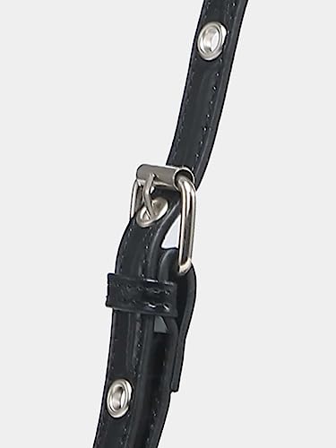 SweatyRocks Women's Buckle Leather Crocodile Embossed Zipper Handbag Shoulder Bag with Adjustable Strap Black one-size