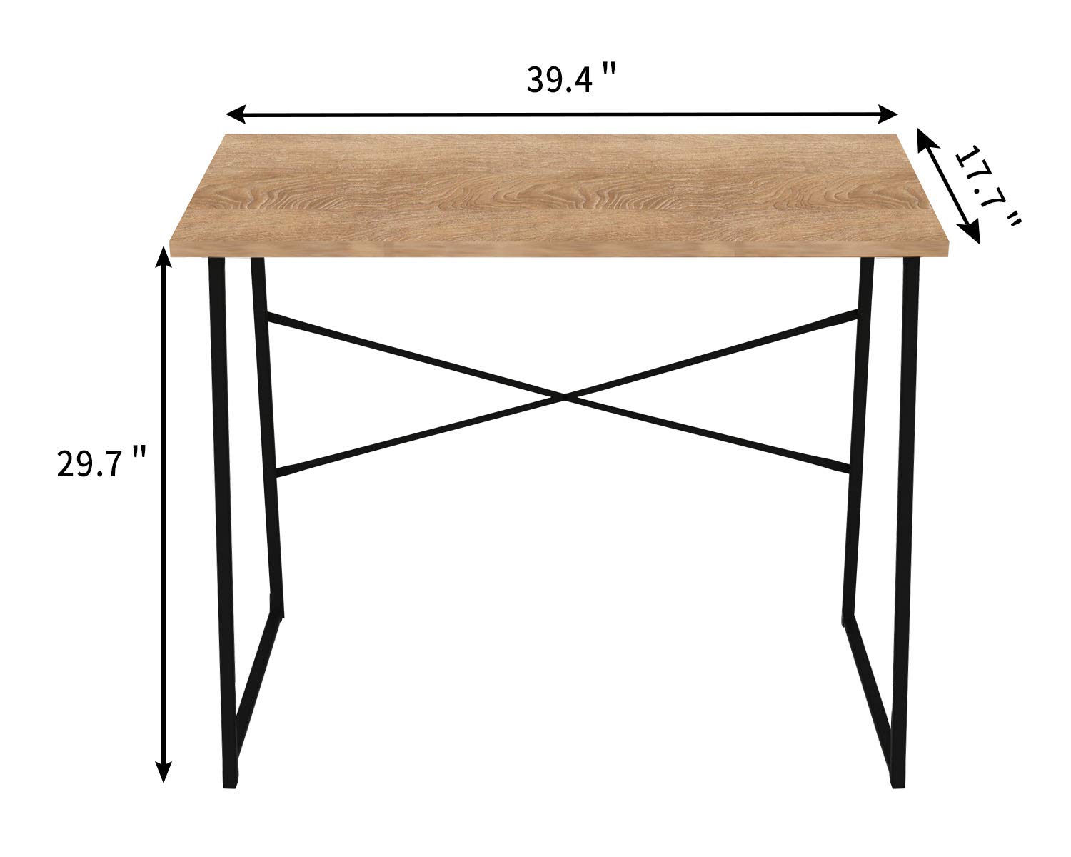 ZIORS 39.4 Inch Simple Computer Desk, Home Office Desk, Industrial Writing Desk, Work Laptop Table Suitable for Home, Office, Bedroom and Study, Black