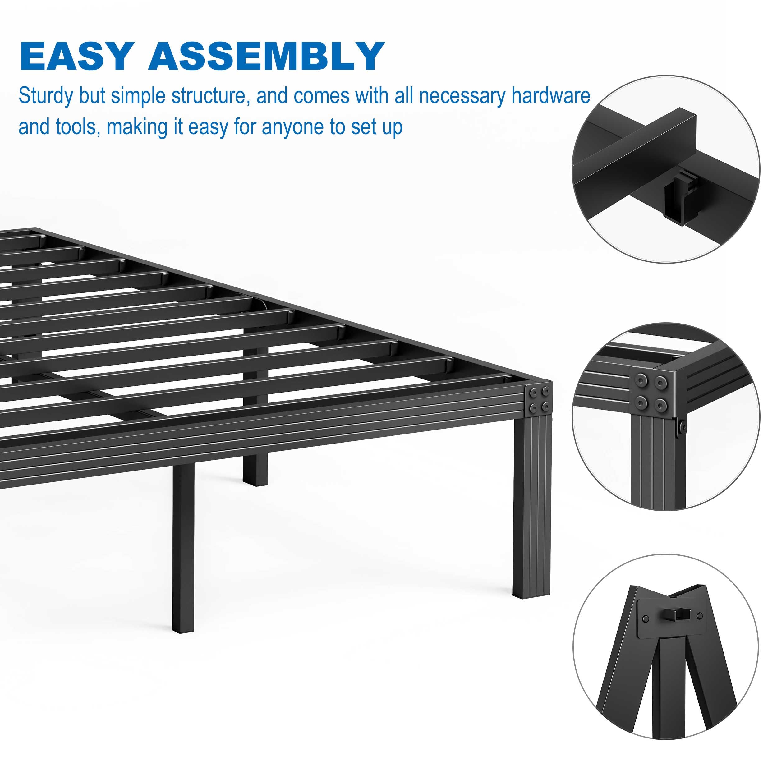 Uliesc Twin Size Bed Frame, 14 Inch High Sleek and Durable Metal Bed Frame, No Box Spring Needed Platform, Heavy Duty Steel Slats with 2000 lbs Support, Easy Assembly, Noise-FreeāMatte Black