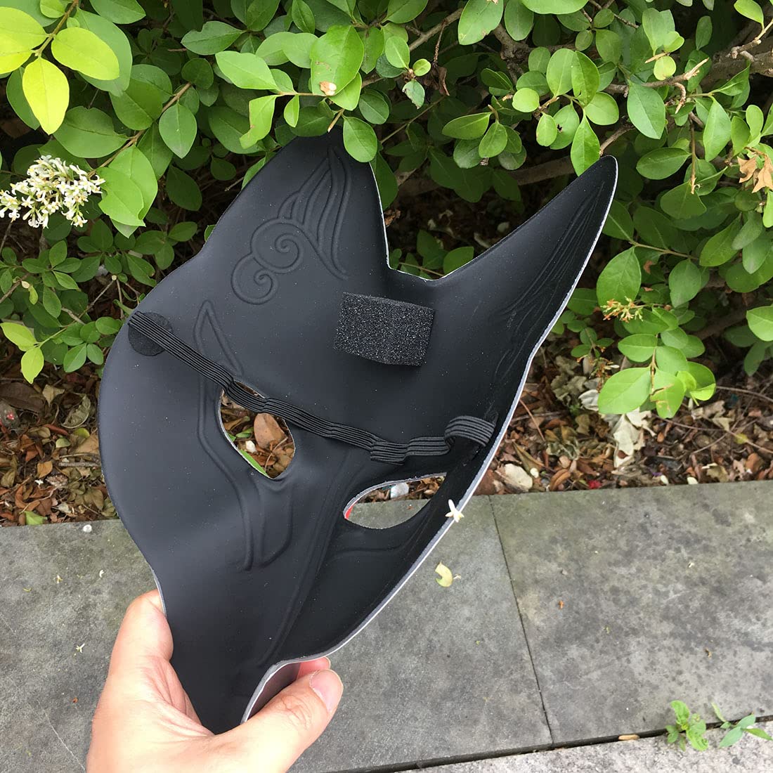 YangYong Kitsune Fox Mask for Halloween Masquerade Party, Kabuki PU Masks for Costume (full face, white diy base)