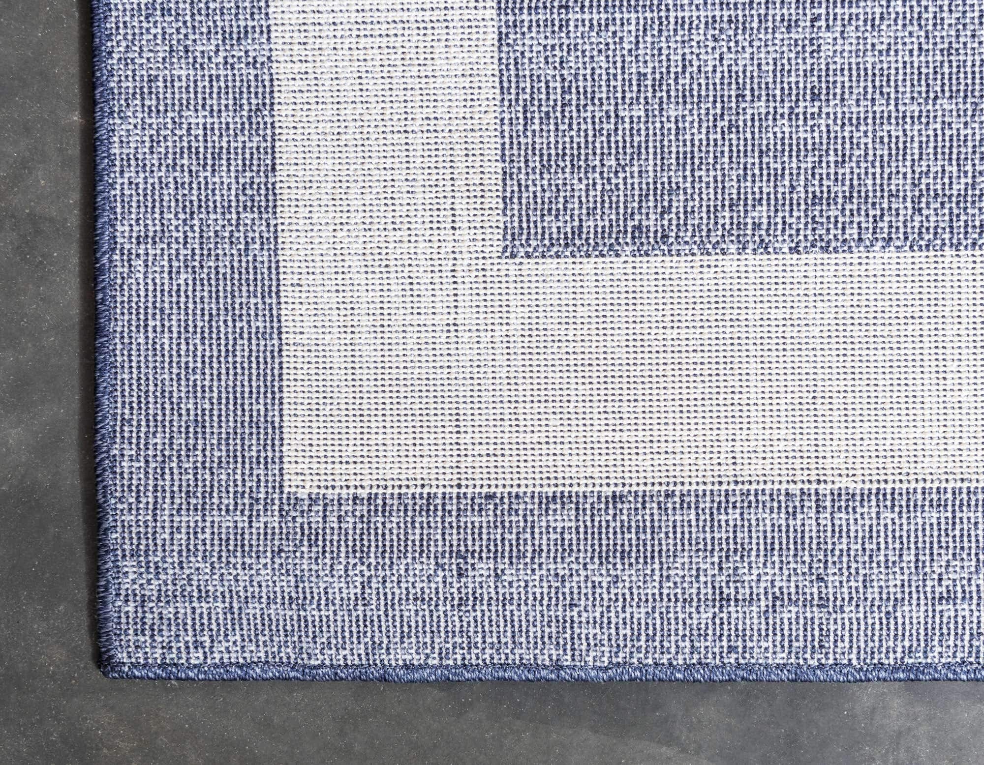 Unique Loom Del Mar Collection Area Rug - Maria (2' 7" x 10' Runner, Navy Blue/ Ivory)