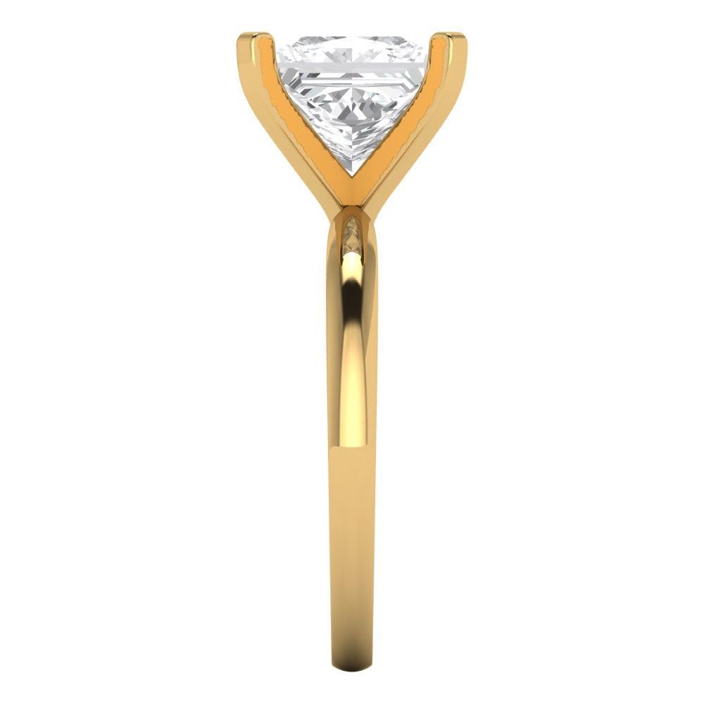 Yellow 14k Gold Solitaire Statement anniversary Engagement Promise Ring - 3 Ct Princess Cut Clear Simulated Diamond Sz 11