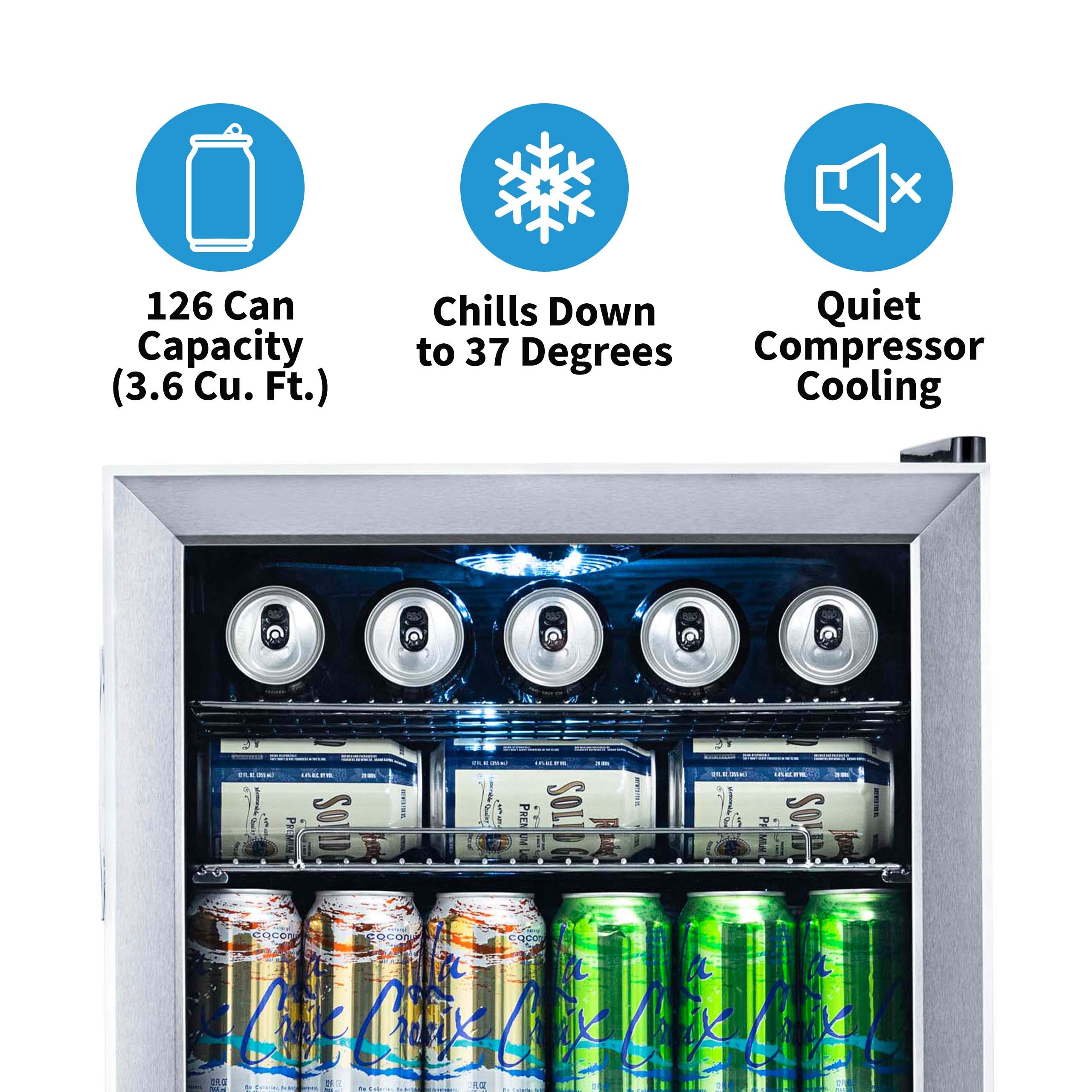 Whynter CUF-301BK 3 cu. ft Energy Star Upright Freezer with Lock β Black & NewAir Beverage Refrigerator Cooler | 126 Cans Free Standing with Right Hinge Glass Door | Mini Fridge Beverage Organizer