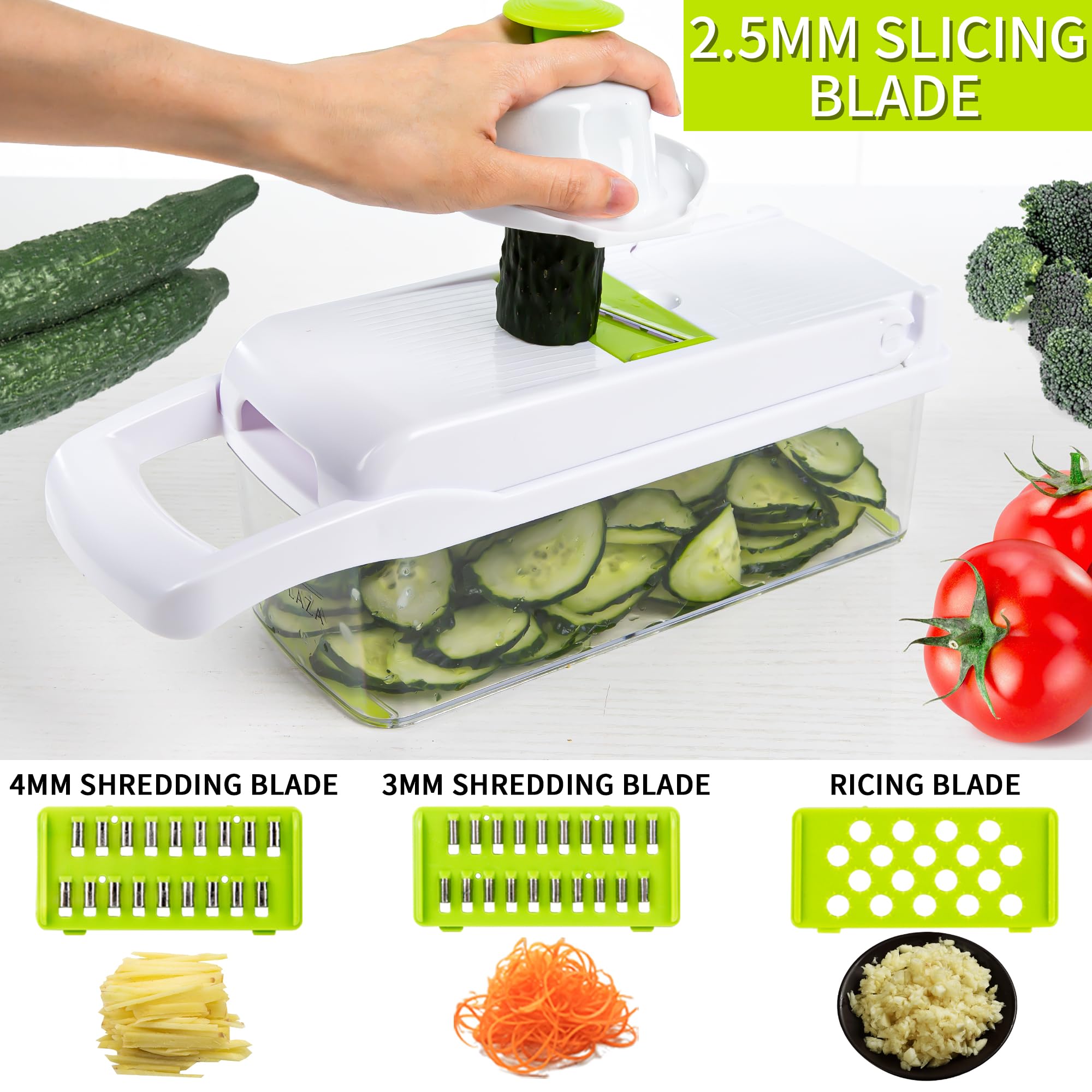 Vegetable Chopper, 15 in1 Vegetable Slicer Onion Mincer Cutter, Dicer Egg Slicer, Mandoline Slicer, Onion Cheese Fruit Cutter, Grape Vegetable Dicer, Food Processor Kitchen Gadget with Container