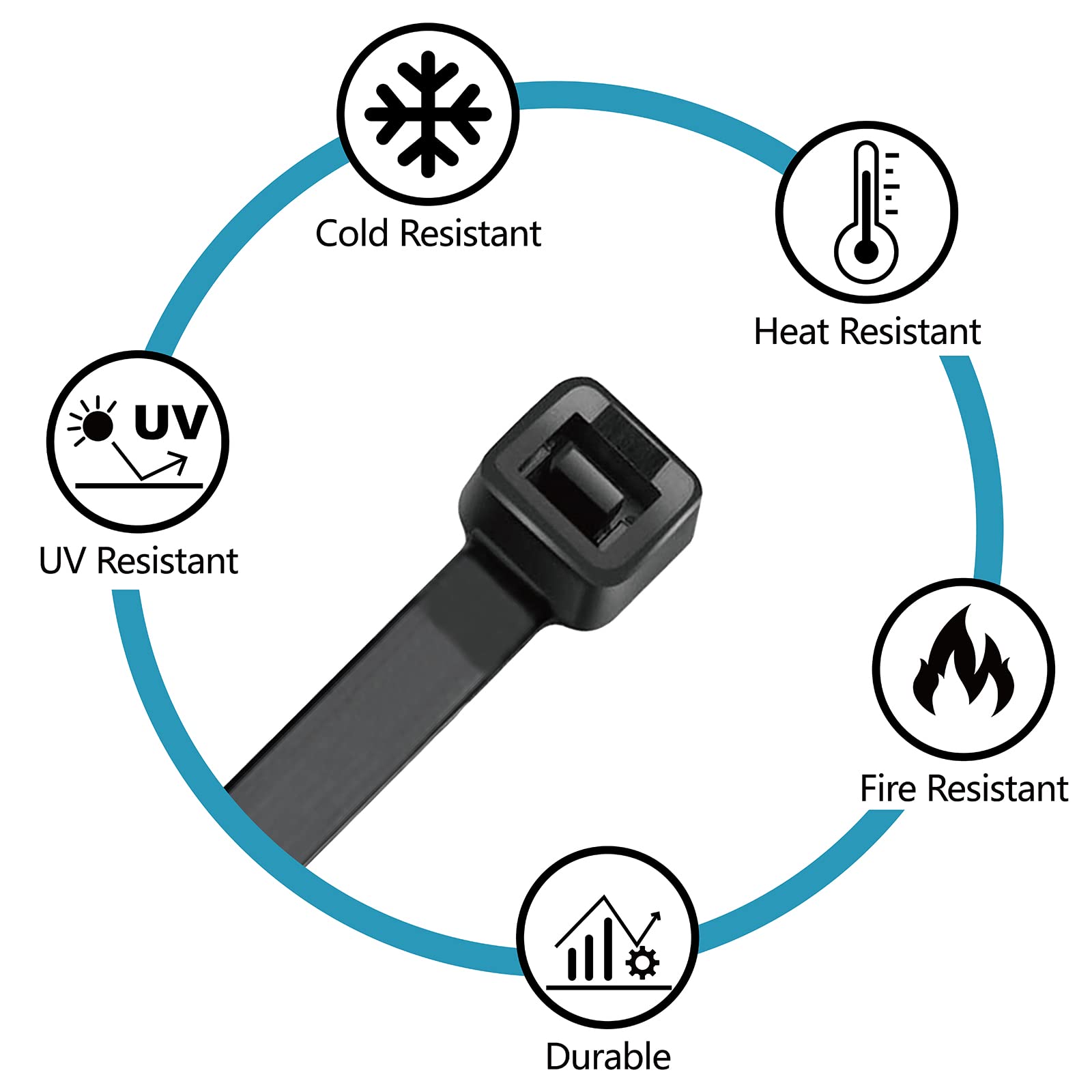Zip Ties Assorted Sizes(4β+6β+8β+12β), 400 Pack, Black Cable Ties, UV Resistant Wire Ties by ANOSON