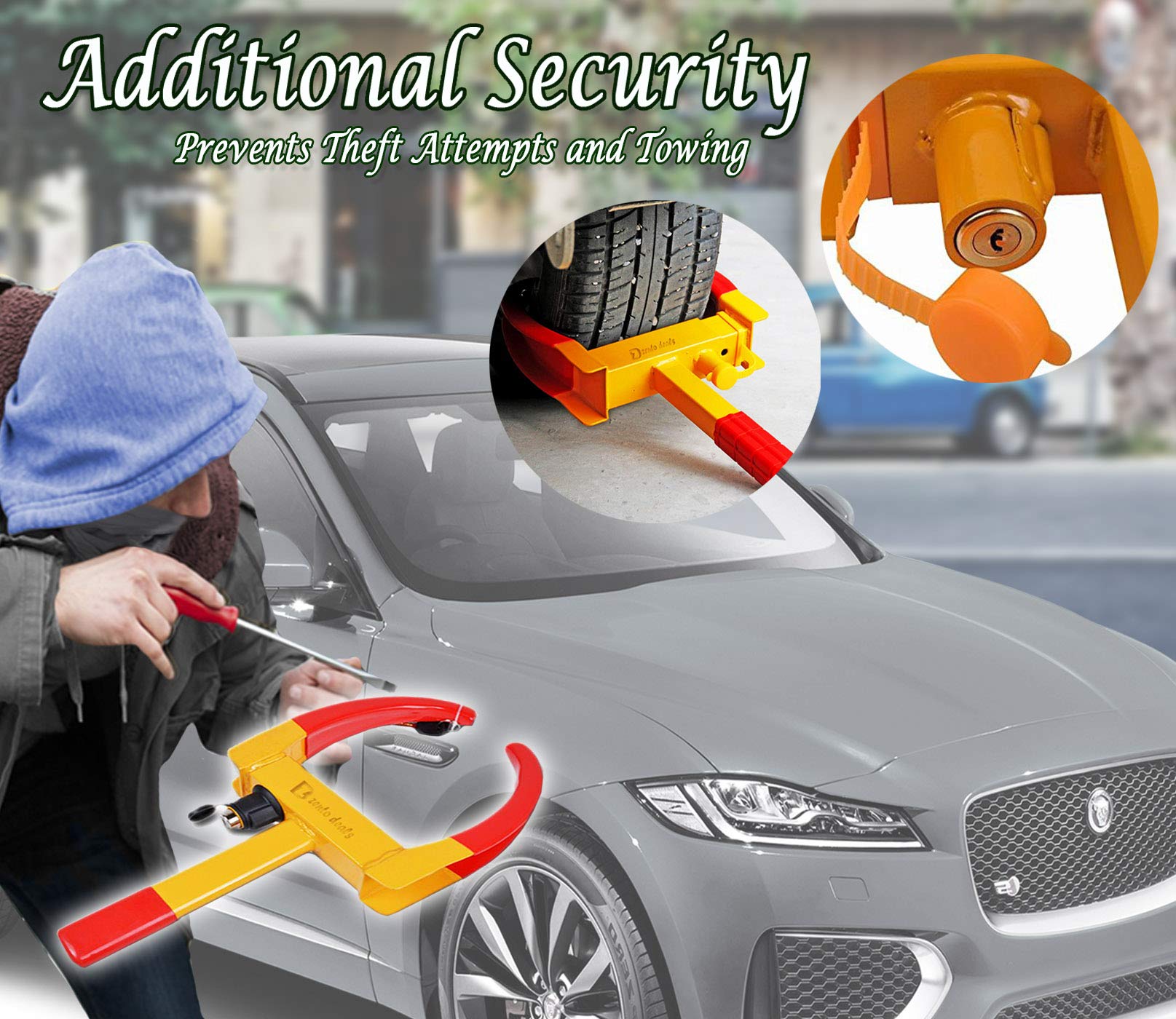 Zento Deals 2 Pack Security Tire Clamp - Premium Quality Heavy Duty Anti- Theft Vehicle Wheel Lock Universal Fit Most Vehicles Trailers SUV ATV’s Motorcycles Golf Cart