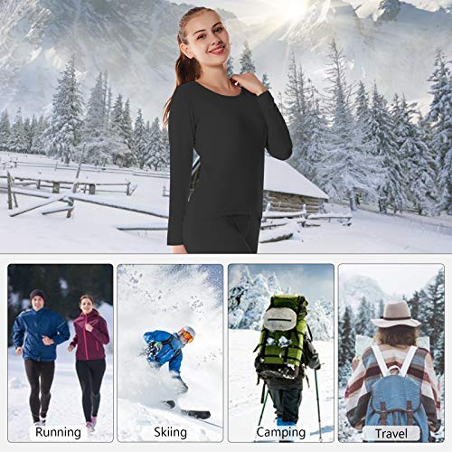 BAMBOOL Cool Women's Thermal Underwear Set with Fleece Lined Bamboo Midweight Thicken Top and Bottom Set Long Johns Winter Warm Underwear Set for Women