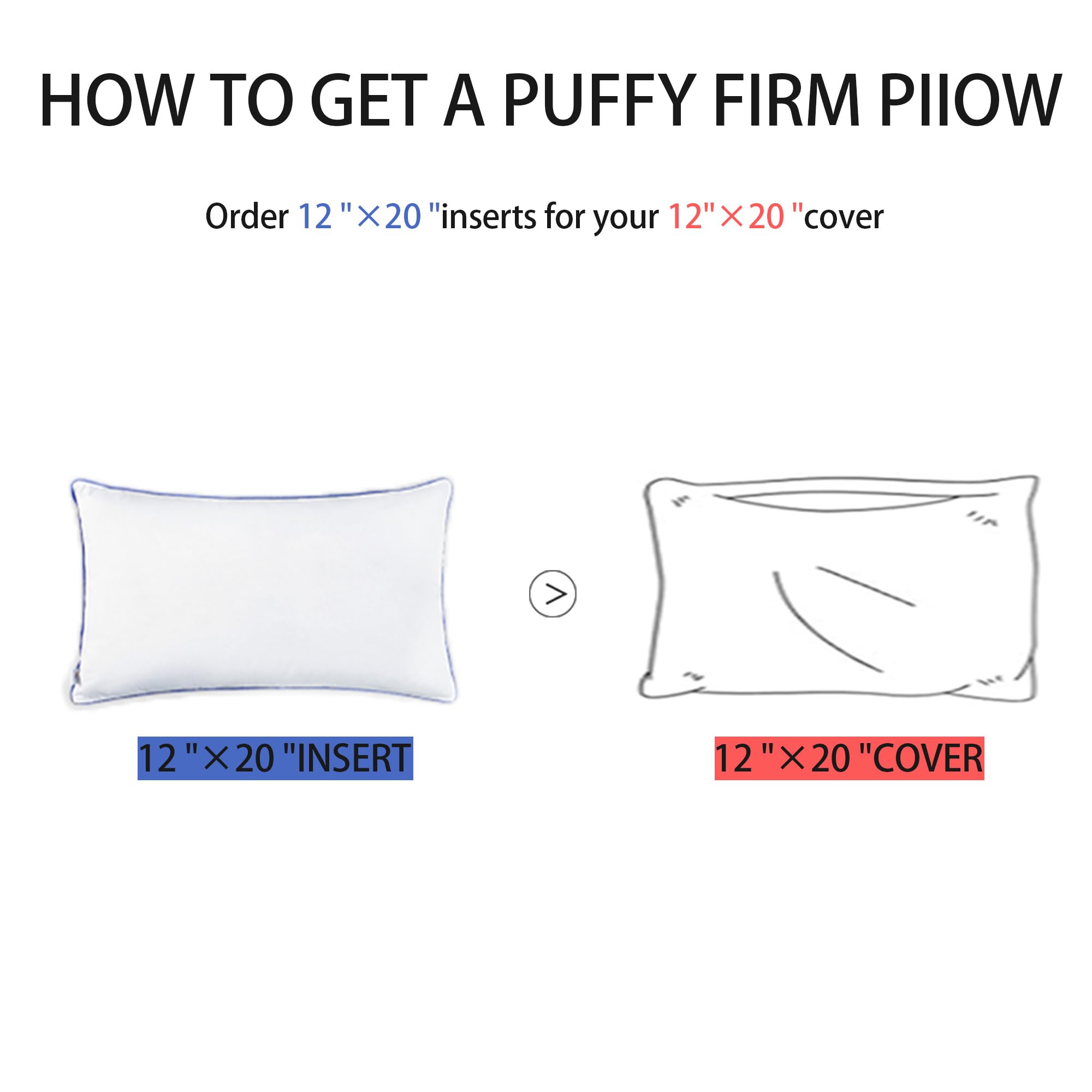 Wuuyuef 12 x 20 Pillow Insert set of 2 Indoor Throw Pillow Insert, Rectangle Decorative Pillows Inserts, Throw Pillows for Couch,Throw Pillows for Bed,White Throw Pillows