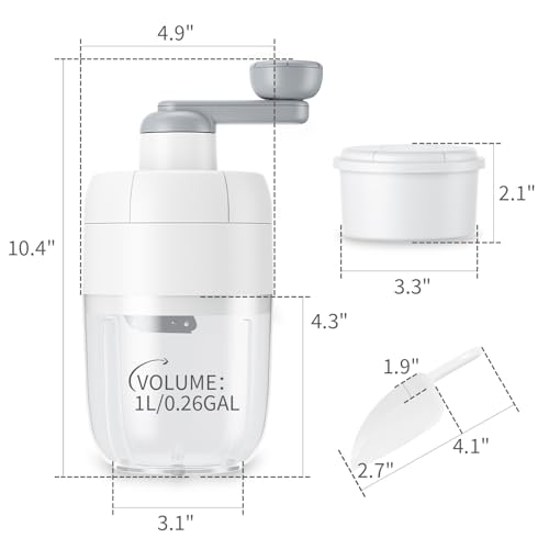 Yanpoake Manual Ice Shaver Snow Cone Machine Portable Shaved Crushed Ice Maker Crusher with 2 Free Ice Cube Tray for Home Outdoors Use