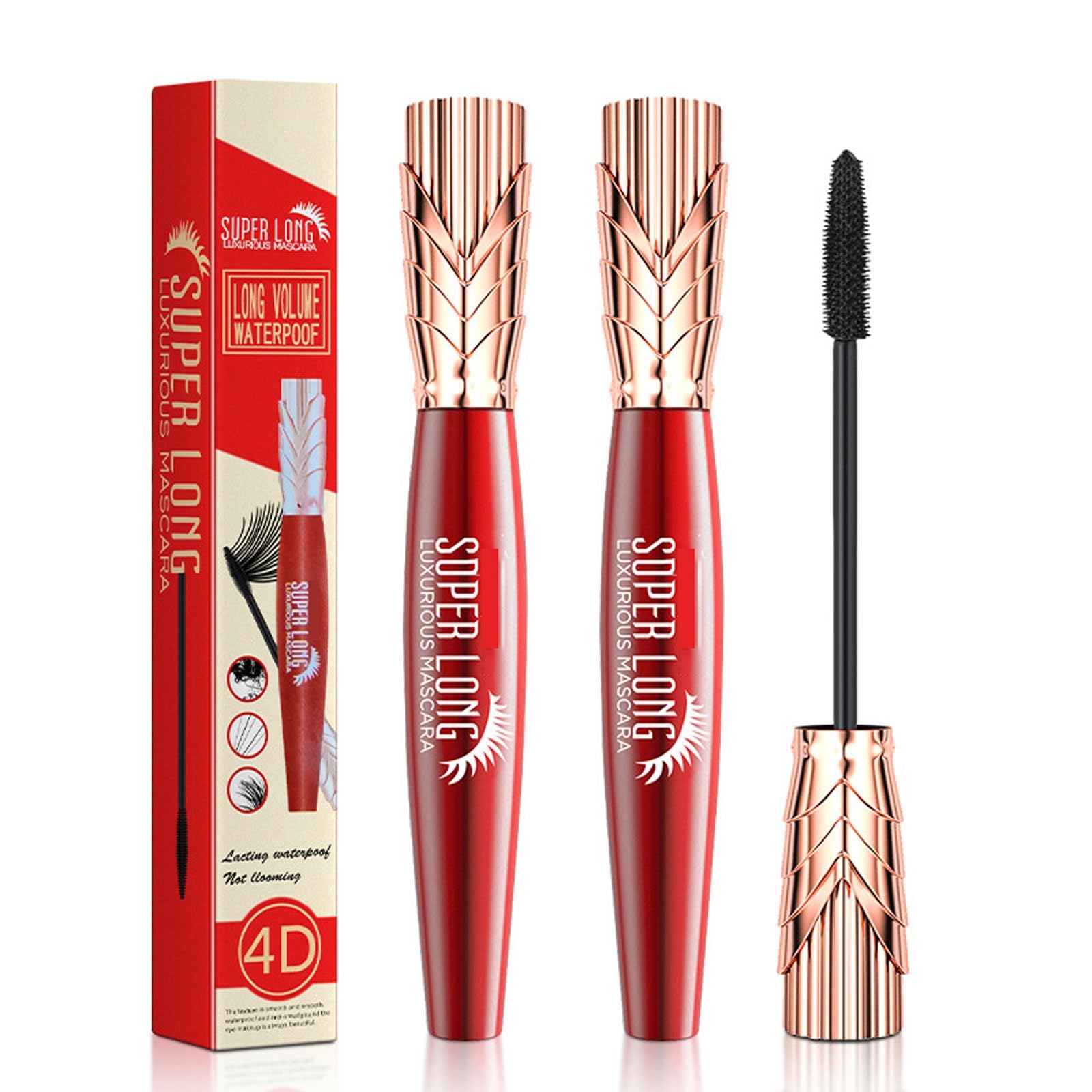 Yanquina Mascara, 4D Waterproof And Sweat Proof Mascara-Super Long Luxurious Mascara, 4D Long Curling Hold Makeup Mascara, 4D Stereo Lengthening Mascara, Instant Volumizing Mascara ( Color : 2pcs )