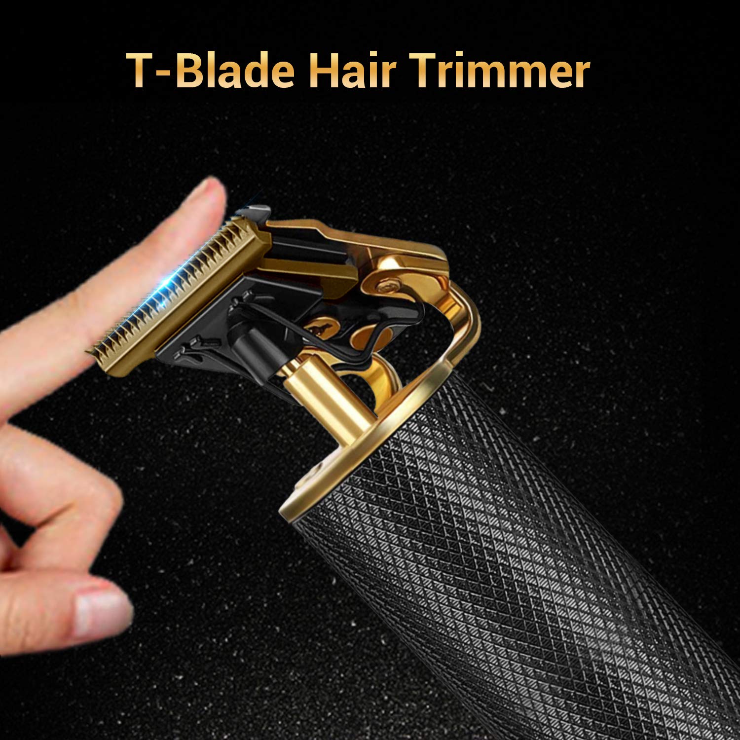 Zero Gapped T-Blade Electric Professional Li Hair Clipper for Men Trimmer, Close Cutting Clippers USB Rechargeable Cordless Beard Shaver Barbershop (Black)