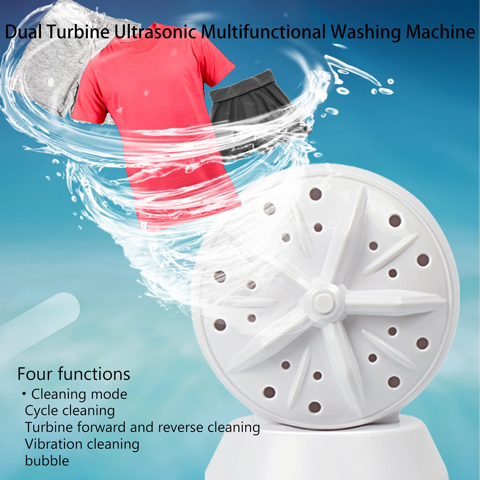 Zixyqol Turbo Spin Mini Washing Machine Washing Machine Portable Multifunctional Washer Ultrasonic Washing Machine 100‑240V(US)