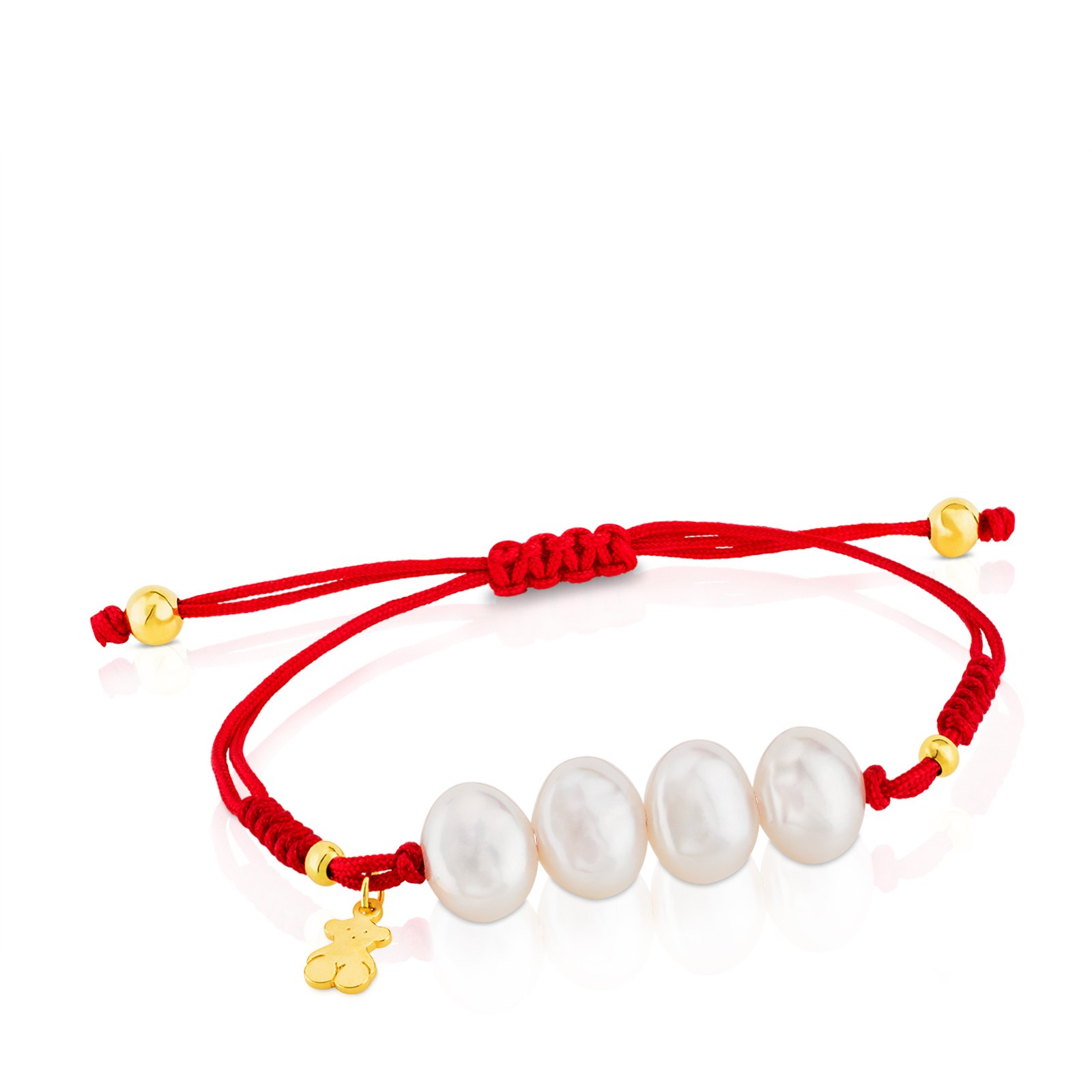 TOUS Vermeil Silver Bracelet for Women With Pearls, Length: 16 cm, Nudos Collection