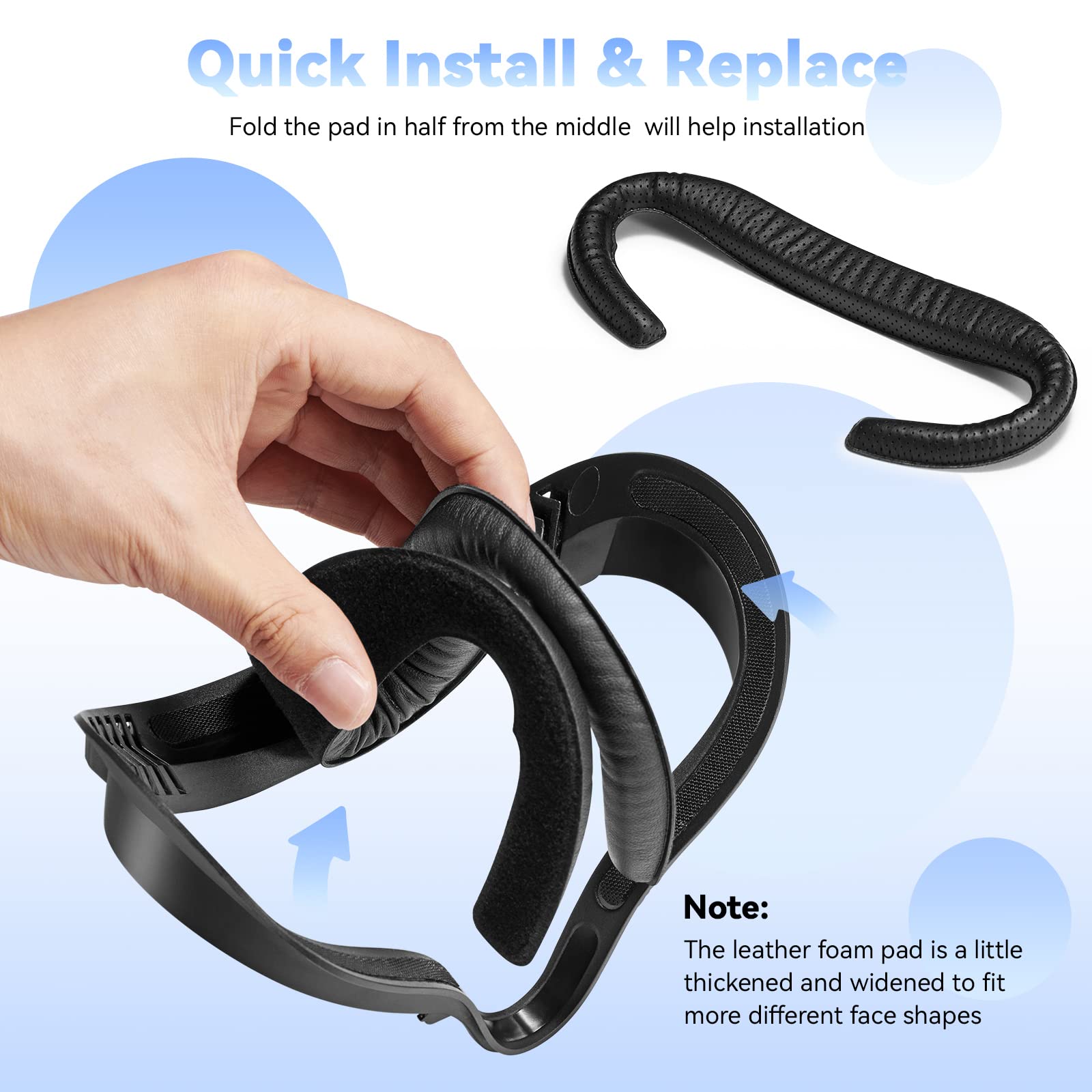 ZCDAYE Facial Interface for Oculus/Meta Quest 2 Accessories, 2 Pcs Soft PU Leather Face Cushion Foam Pad Replacement, Vent and Anti-Light Leakage design Compatible with Oculus/Meta Quest 2, Black