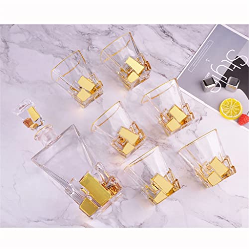 YANGRRJ Luxurys Gold-painted Whisky Bottle Set Creative Crystal Glass Wine Glass Beer Glass Wine Set (Color : D, Size : 1)