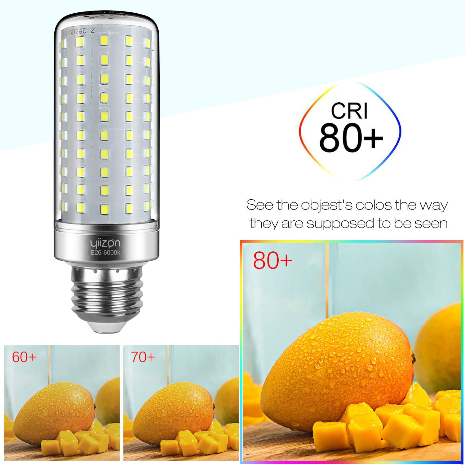YIIZON LED Corn Bulbs, E26, 25W, Equivalent to 200 W Incandescent Light Bulbs, 6000K Daylight White, 2500LM, E26 Edison Screw Light Bulbs,Non-dimmable 3 Pack