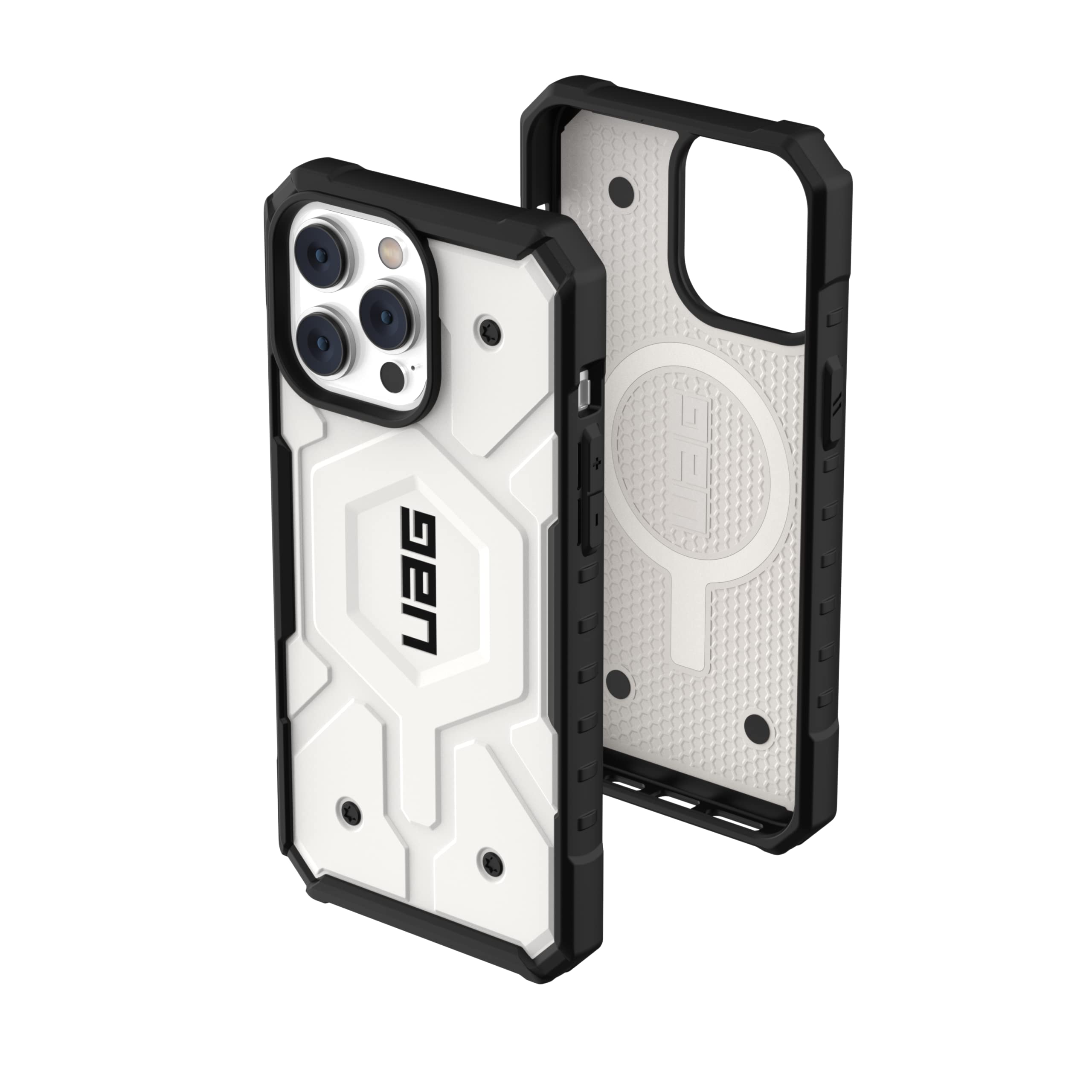 URBAN ARMOR GEAR UAG iPhone 14 Pro Max Case 6.7" Pathfinder White - Compatible with MagSafe Rugged Heavy Duty Protective Cover & Paracord Lanyard Adjustable Wrist Strap Bundle Set