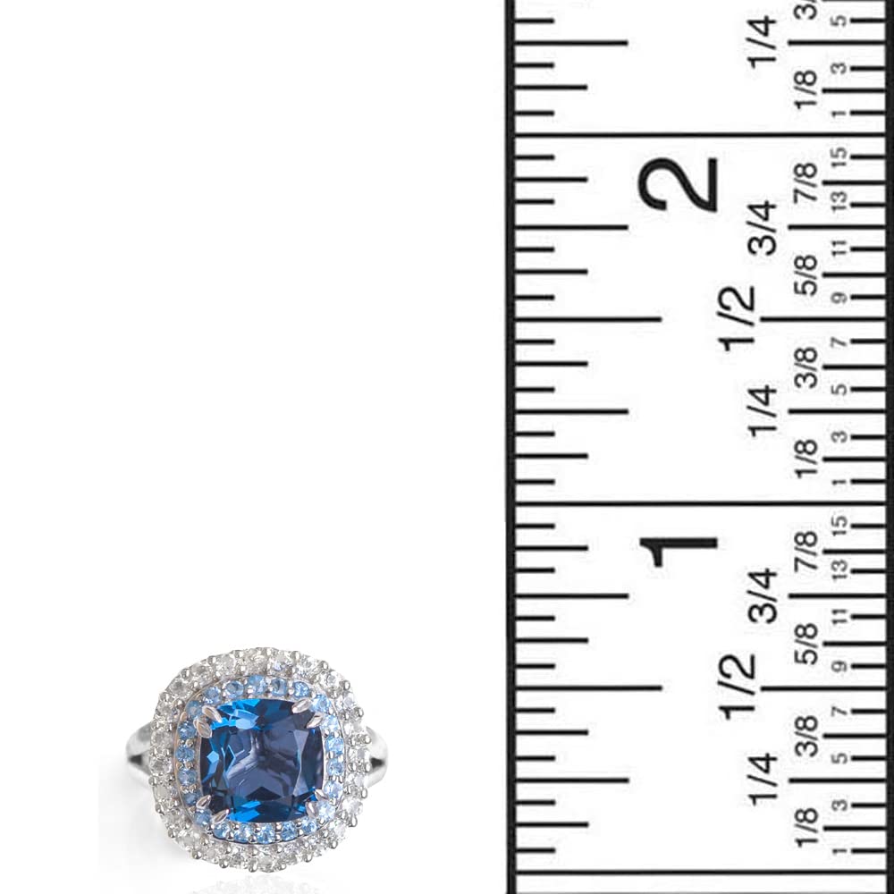 YoTreasure 5.27 ct. t.w. London Blue Topaz Solid 925 Sterling Silver Ring