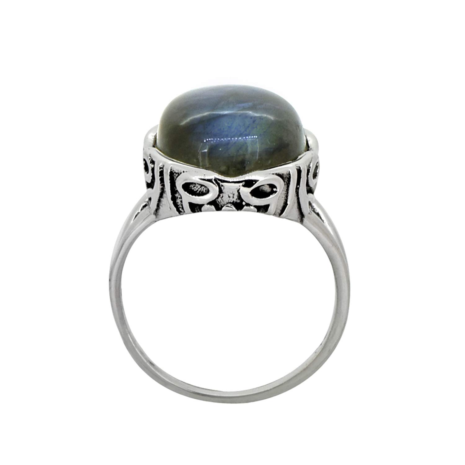 YoTreasure Labradorite Solid 925 Sterling Silver Split Shank Gemstone Ring