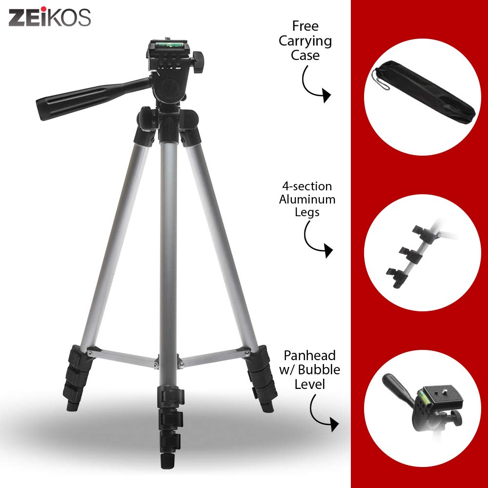 Zeikos ZE-TR57A 57-Inch Full Size Photo/Video Tripod Includes Deluxe Carrying Case Can be Used with Camcorders and Digital Cameras