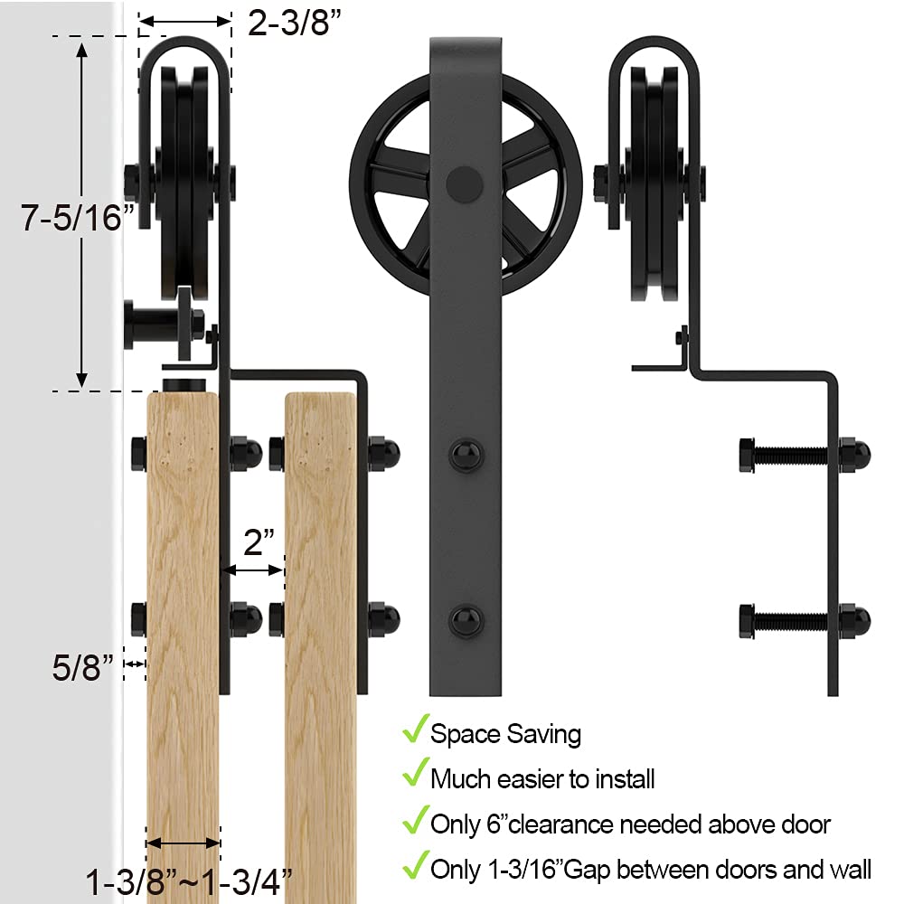 WINSOON 2PCS Adjustable Floor Guide for barn Door Hardware Black with Screws (2PCS)