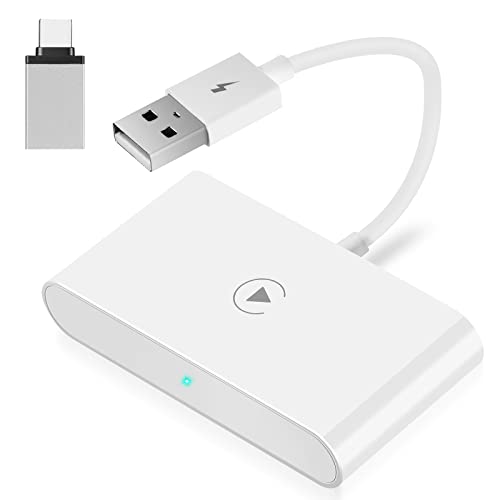 Wireless CarPlay Adapter Compatible with Apple Phone, 2023 Upgrade Plug & Play Dongle Wired Convert for Cars from 2015 with Factory Wired CarPlay, Fast and Easy Use Fit for iPhone iOS 10+