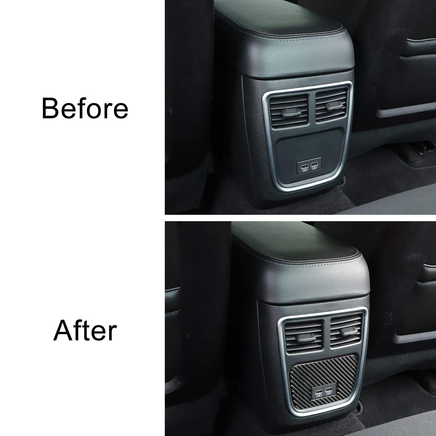 Voodonala for Charger Real Carbon Fiber Rear Air Condition Outlet Vent Trim for 2015-2019 Dodge Charger, 1pc