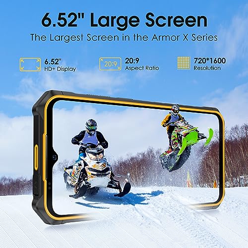Ulefone Armor X13 Rugged Phone, 12+64GB, 50MP Rear Camera, 24MP Night Vision Camera, Android 13 OS Rugged Smartphone, 6.52β Screen, 6320mAh, NFC, GPS, Dual 4G Unlocked Phones- Orange