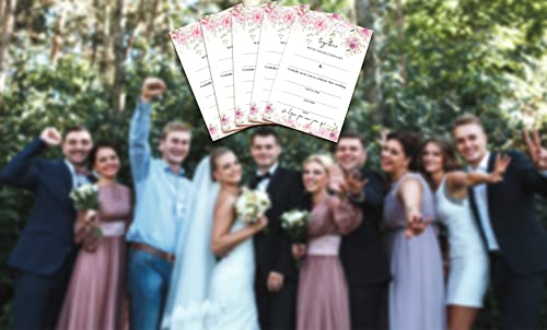 ZEDEV Floral Wedding Invitation Cards - Invite Cardstock for Wedding Parties Receptions - 25 Cards and 25 Envelopes (together-017)