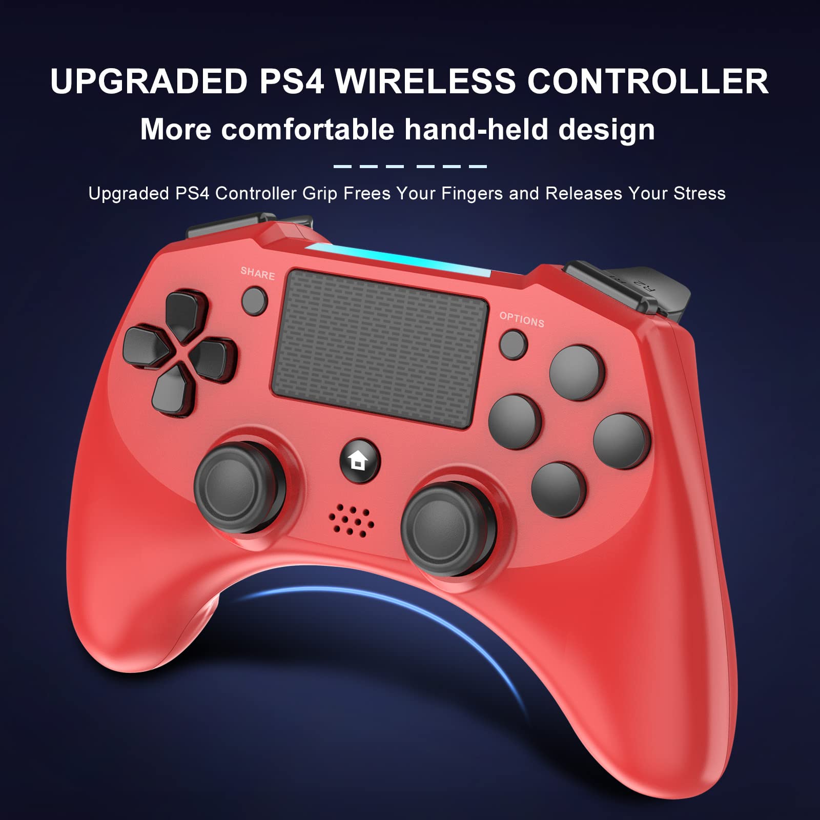 ZFY Wireless Controller Compatible with PS4/Slim/Pro/PC with 6-Axis Motion Sensor, PS4 Controller for Kids and Adults Red