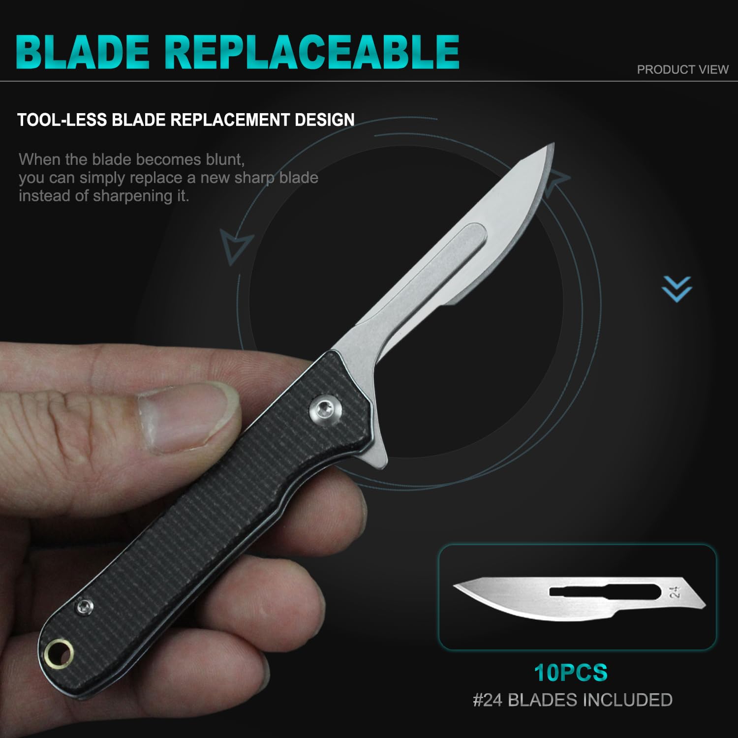 VIFUNCO Folding Scalpel Knife Micarta Handle, Pocket Knife for Men, Small Keychain Knife, Folding Razor Knives with 10pcs #24 Replaceable Blade, EDC Utility knife, Surgical Knives for Outdoor