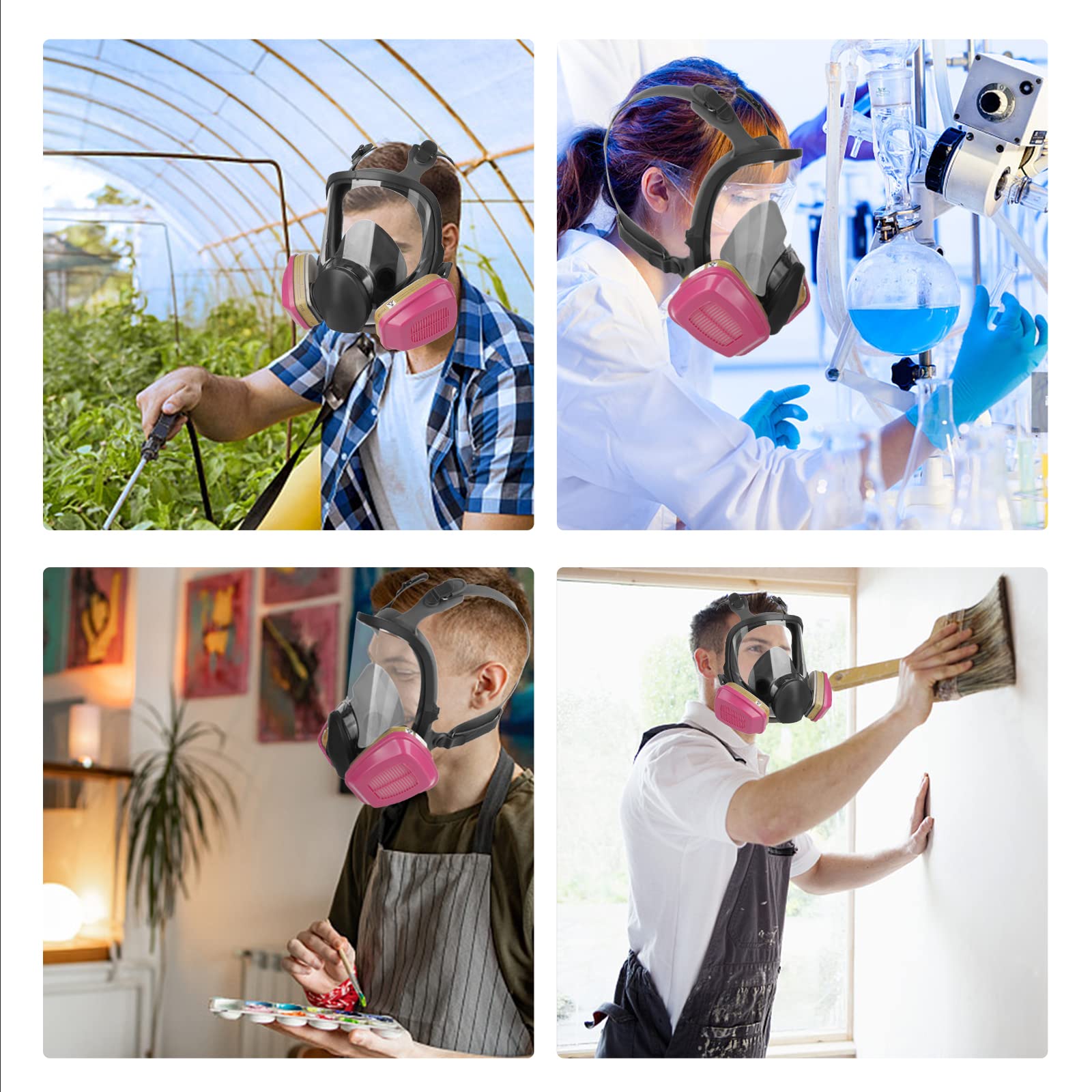 WjjWff Full Face Respirator Mask - Gas Mask With 60926 Activated Carbon Air Filter,For epoxy resin,grinding, hazardous waste handling, paint preparation, petrochemical, pharmaceuticals, welding